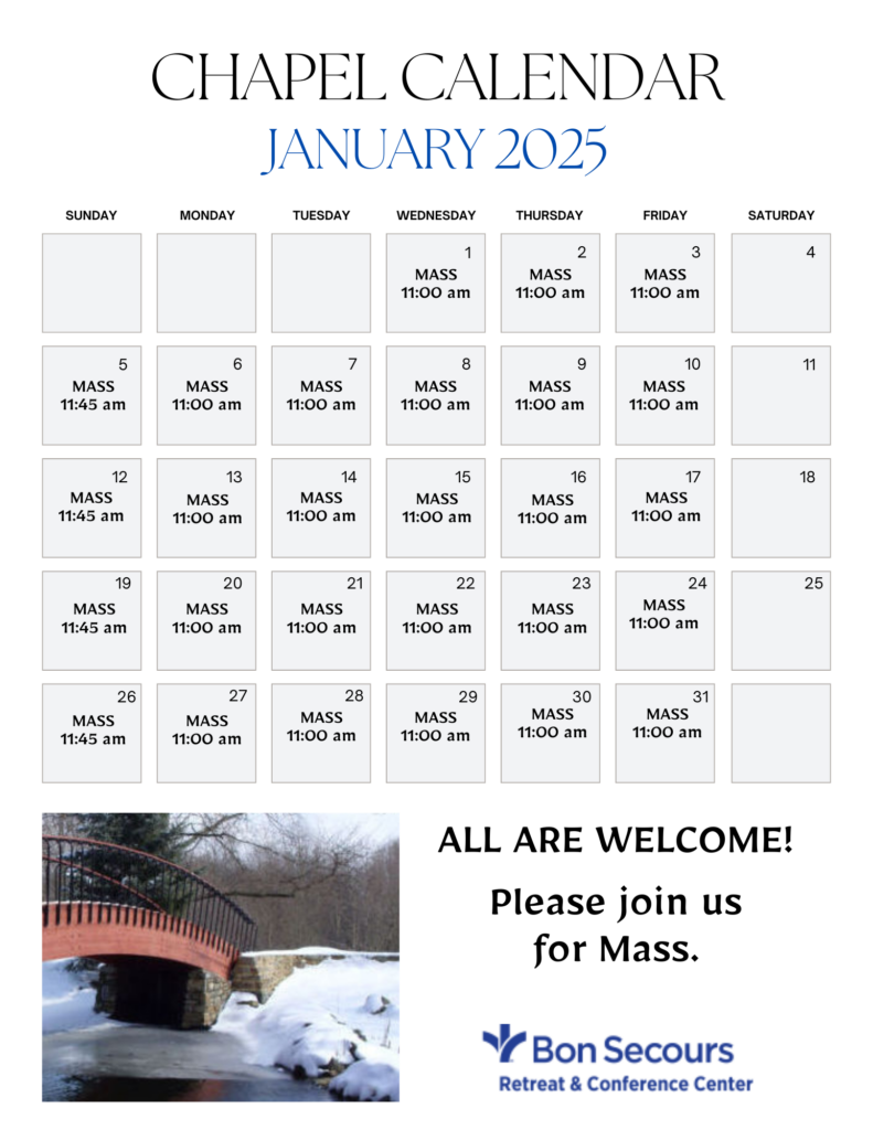 Mass Schedule | Bon Secours Retreat & Conference Center